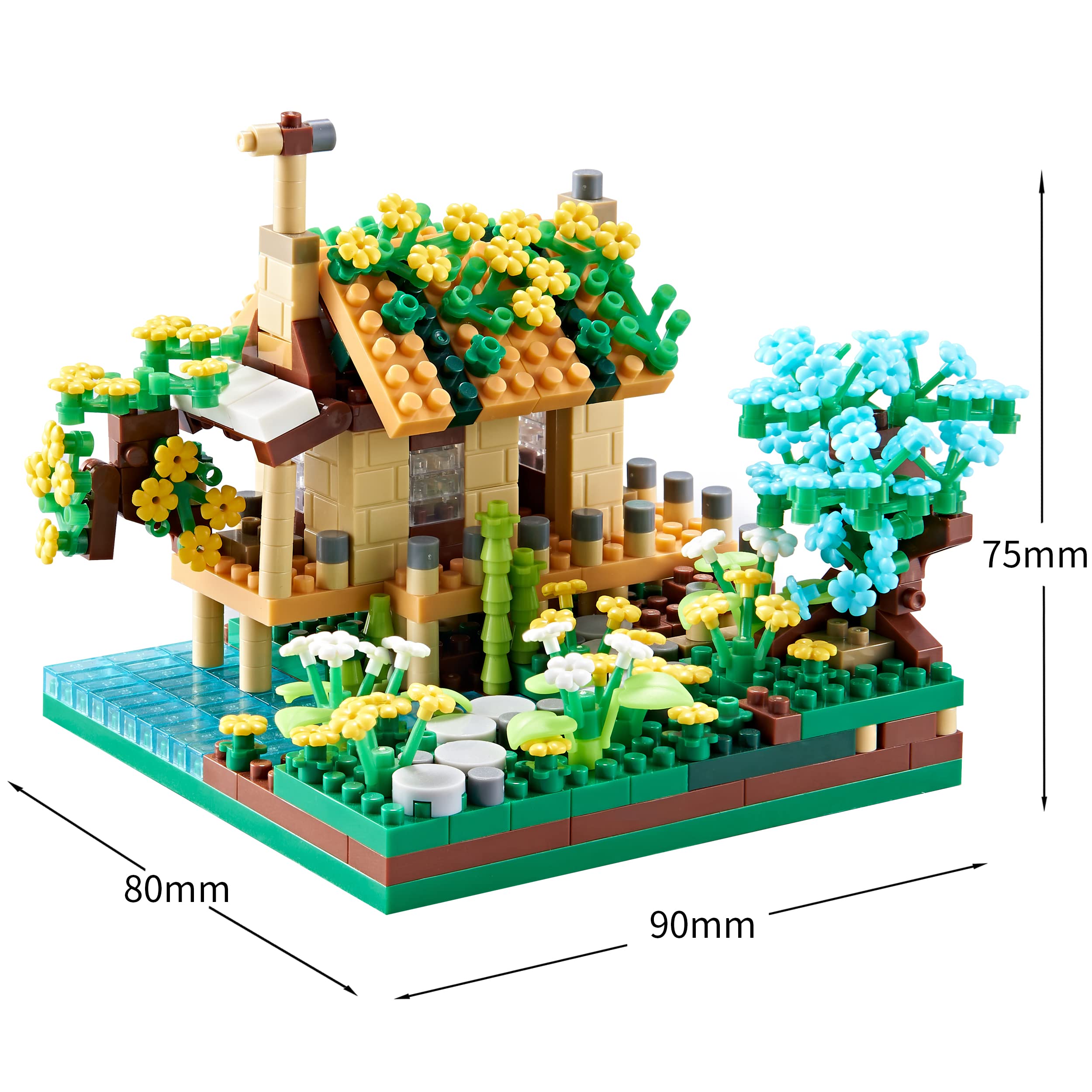 Taj Mahal Architecture and Collection Model Botanicle Sakura Tree House Flowers Micro Building Blocks Set, Gift for Adults Kids