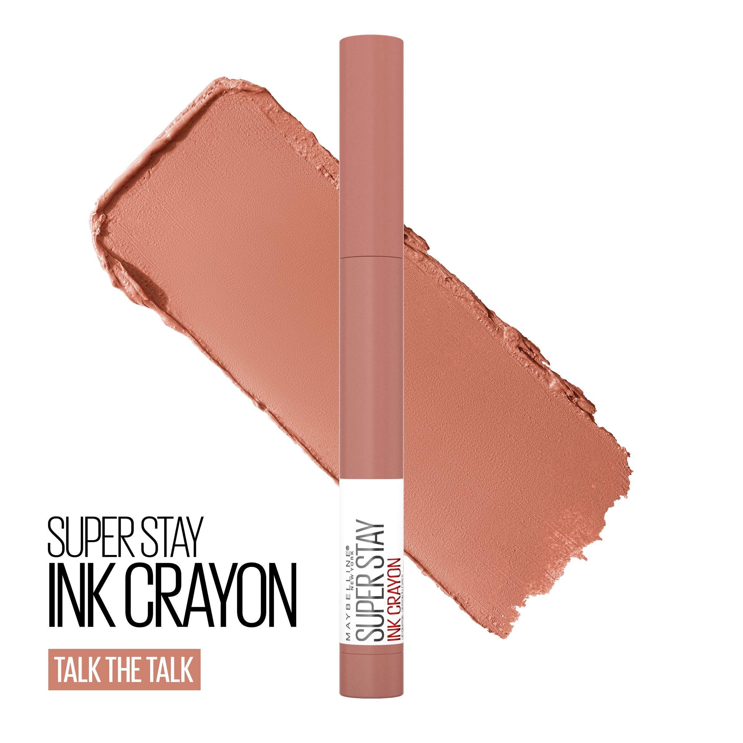 Maybelline Super Stay Ink Crayon Lipstick Makeup, Precision Tip Matte Lip Crayon with Built-in Sharpener, Longwear Up To 8Hrs, Talk The Talk, Sandy Nude, 1 Count