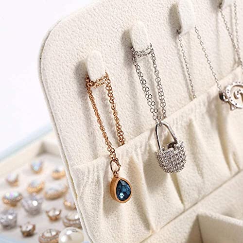 ZZYINH AN207 Korean-Style Double-Sided Jewlery Box Portable Jewelry Box Leather Ear Stud Ring Necklace Earrings Storage Box Small Jewelry (Color : Blue)