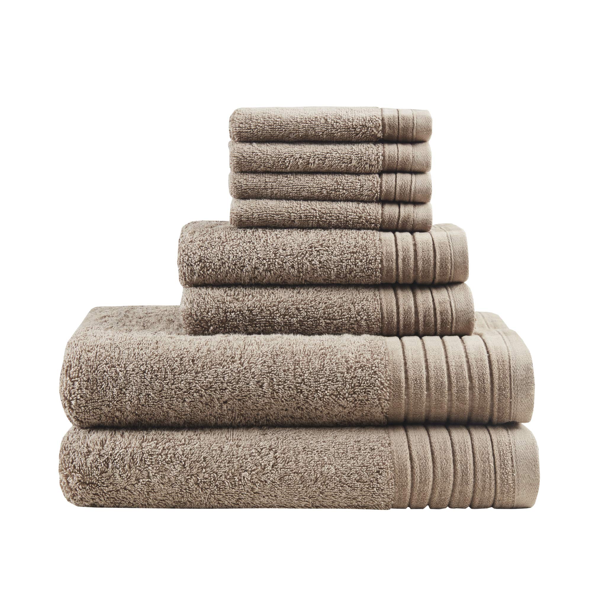 Madison Park Mirage Solid 100% Cotton 8 Piece Towel Set, Taupe