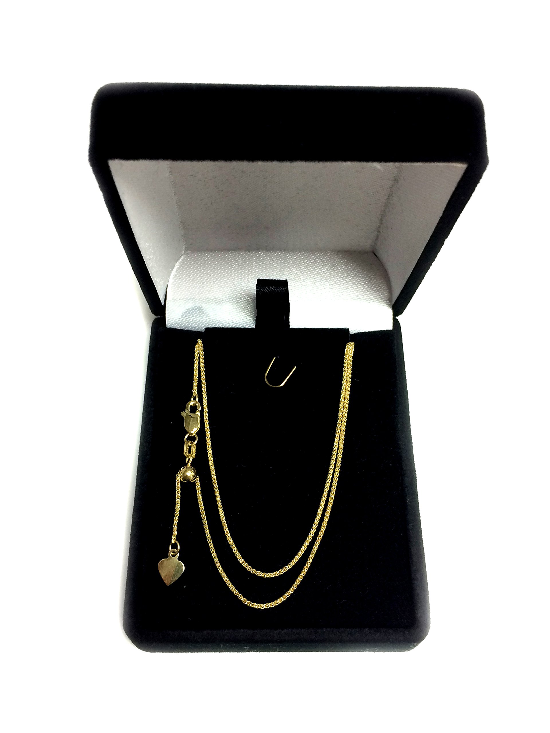 Jewelry Affairs 14k Yellow Real Gold Adjustable Wheat Chain Necklace, 1.0mm, 22"