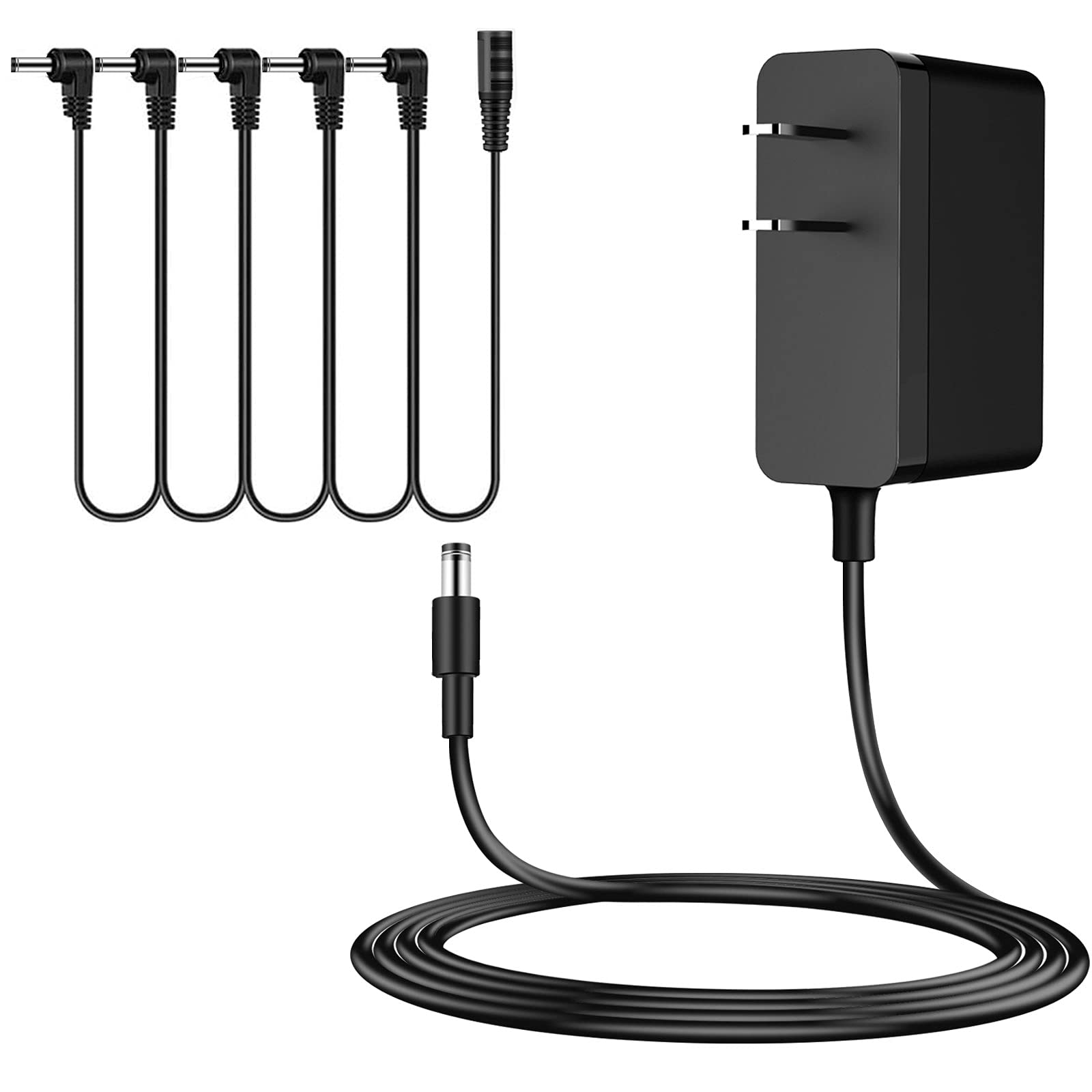 MEROM Guitar Pedal Power Supply 9V 1A AC DC Power Adapter Charger for Electronic Effects Booster Pedal Power Supply with Negative 5 Way Daisy Chain Cable