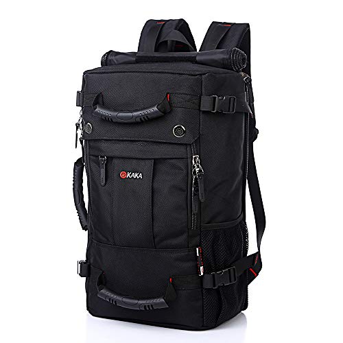 KAKA Travel Backpack,Carry-On Bag Water Resistant Flight Approved Weekender duffle backpack Rucksack Daypack for Men Women (Black)