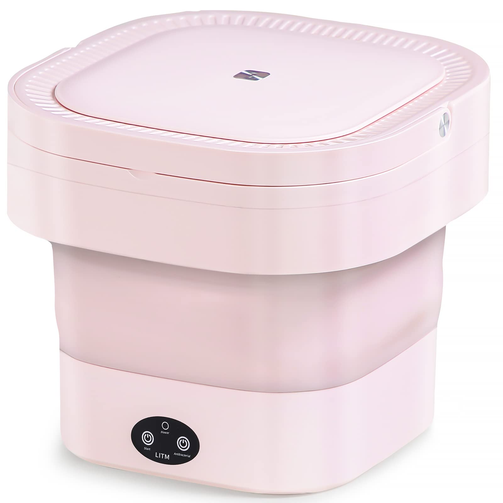 LITM Upgraded Portable Washing Machine with Socks Laundry Bag & Double Blue-Ray Design, Foldable Mini Washer for Small Spaces, Studio Apartment, Camping, Valentines day gifts for Friend or Family (Pink)