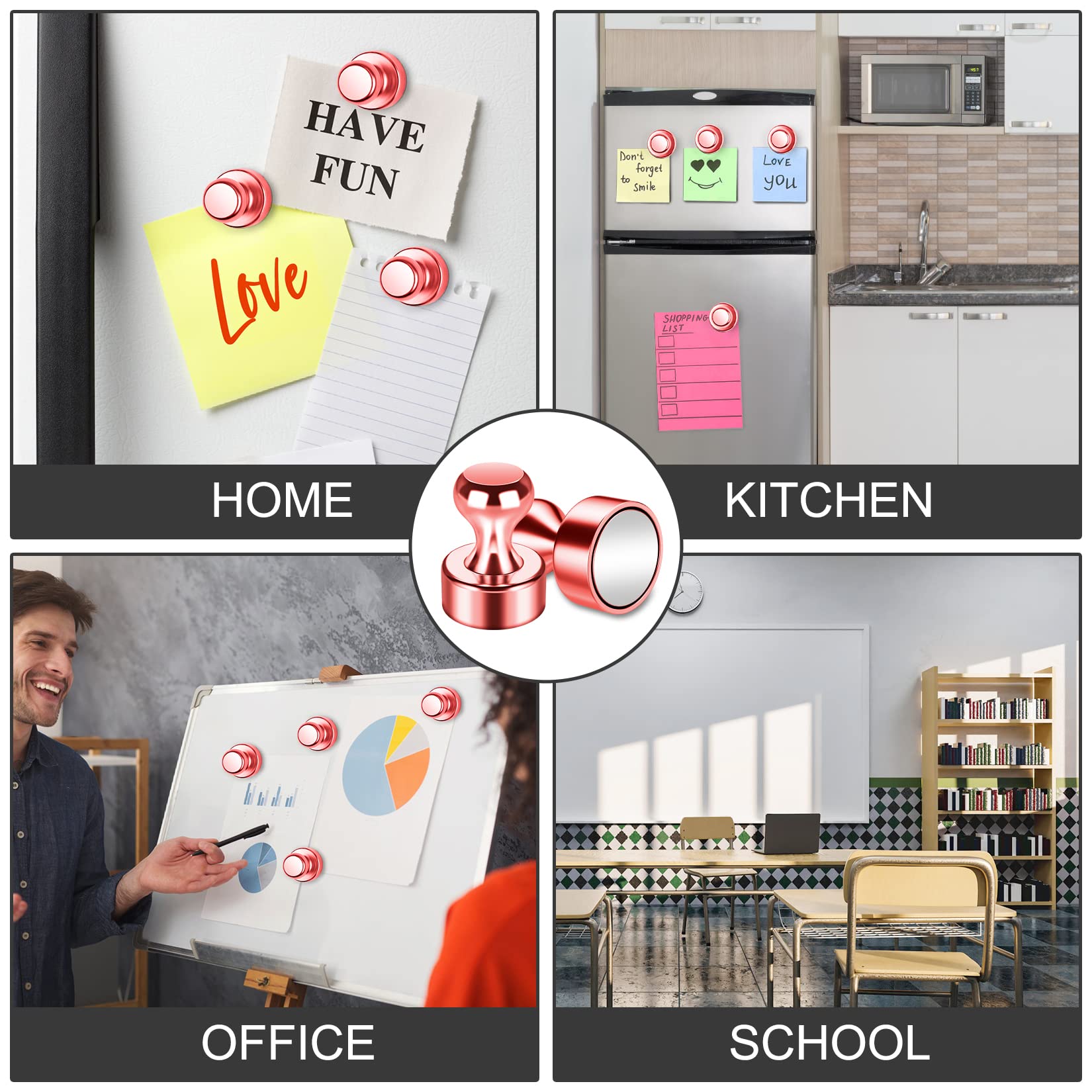 Junarter 20 Pack Fridge Magnets Whiteboard Magnets, Magnetic Push Pins Refrigerator Magnets, Magnets for Fridge, Magnets for Whiteboard, Office Magnets Fridge Magnet Kitchen Magnet Map Magnets