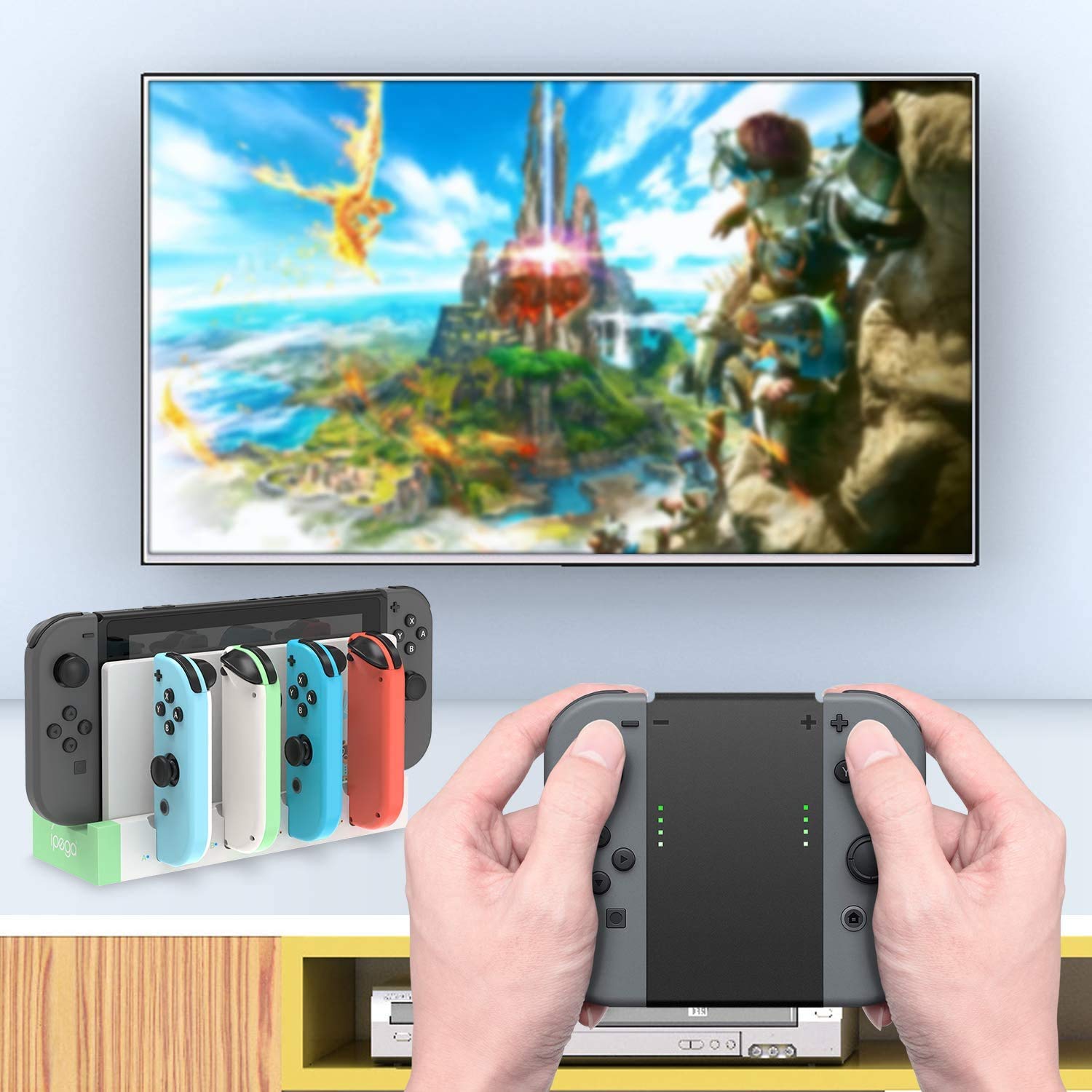 LightPro Switch Charger Dock for Nintendo Switch/Switch OLED Model (2021) Joy-Con Charging Dock Stand Station Base with Charging Indicator