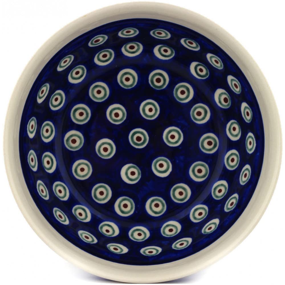 Polish Pottery 6½-inch Bowl (Peacock Leaves Theme) + Certificate of Authenticity