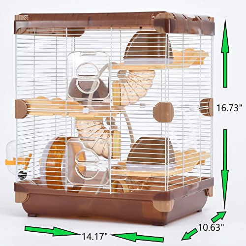 YIBOPET Hamster Cage Small Animal Cage 3 Layers Cage Size:14.17"(W) X10.63(L) X16.73 (H) Suitable for Hamsters up to 3.5 inch in Length