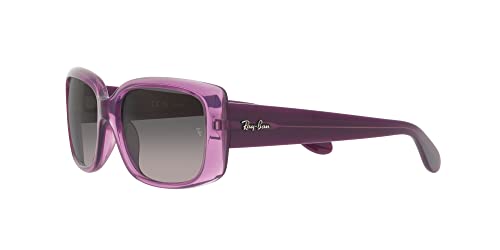 Ray-Ban Women's RB4389 Square Sunglasses, Transparent Violet/Grey Gradient Polarized, 55 mm