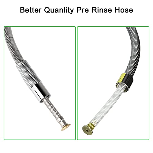 TBER Flexible Stainless Pre Rinse Hose Replacement Kit for All Brand Commercial Kitchen Sink Faucet with 7/8-20 UNEF Ends, 18” Dishwasher Hose Better for Less Than 25” Height Pre-Rinse Faucet