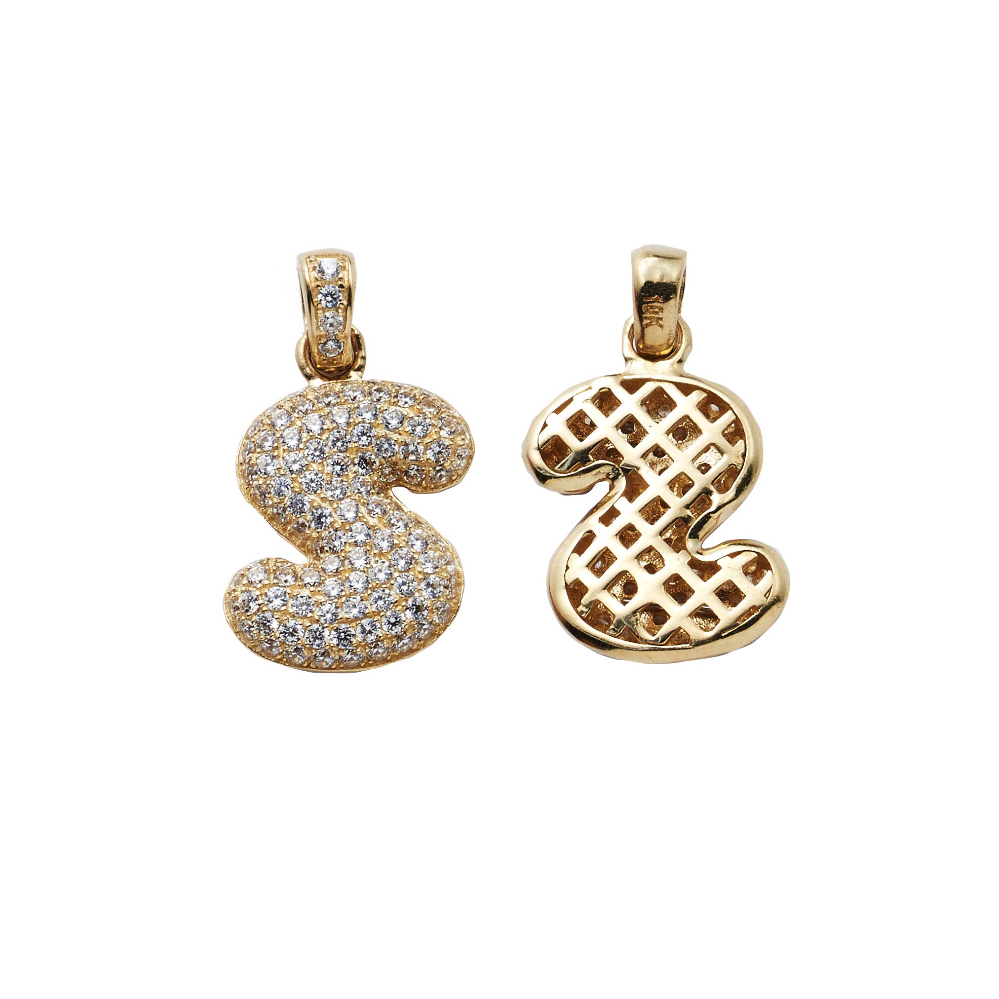 LoveBling 10k Yellow Gold Alphabet Initial Bubble Letter Charm Pendant (J; 0.87" x 0.46")
