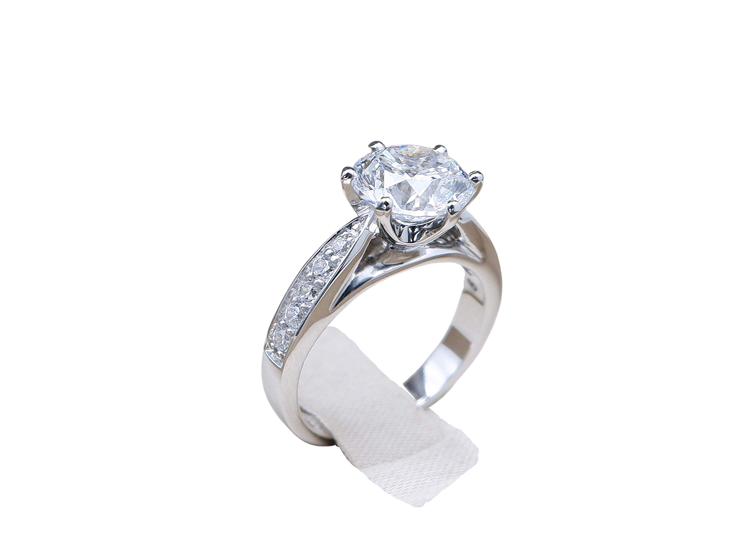 Mad Duck Jewels RG2026 CZ Diamond Sterling Silver Ring with Rhodium Plated (5.5)