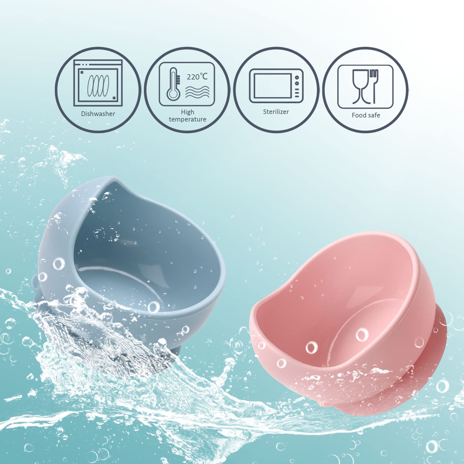 teanpoon suction bowls for baby|suction bowls for toddlers|Toddler Cups 100% Tiny Silicone Drinking Training Cup for Baby|Silicone Baby Feeding Set|2 easy- grip handles