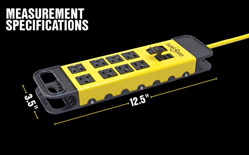 Yellow Jacket 5148 Modern 8-Outlet Metal Power Block with 2 USB Ports; Yellow