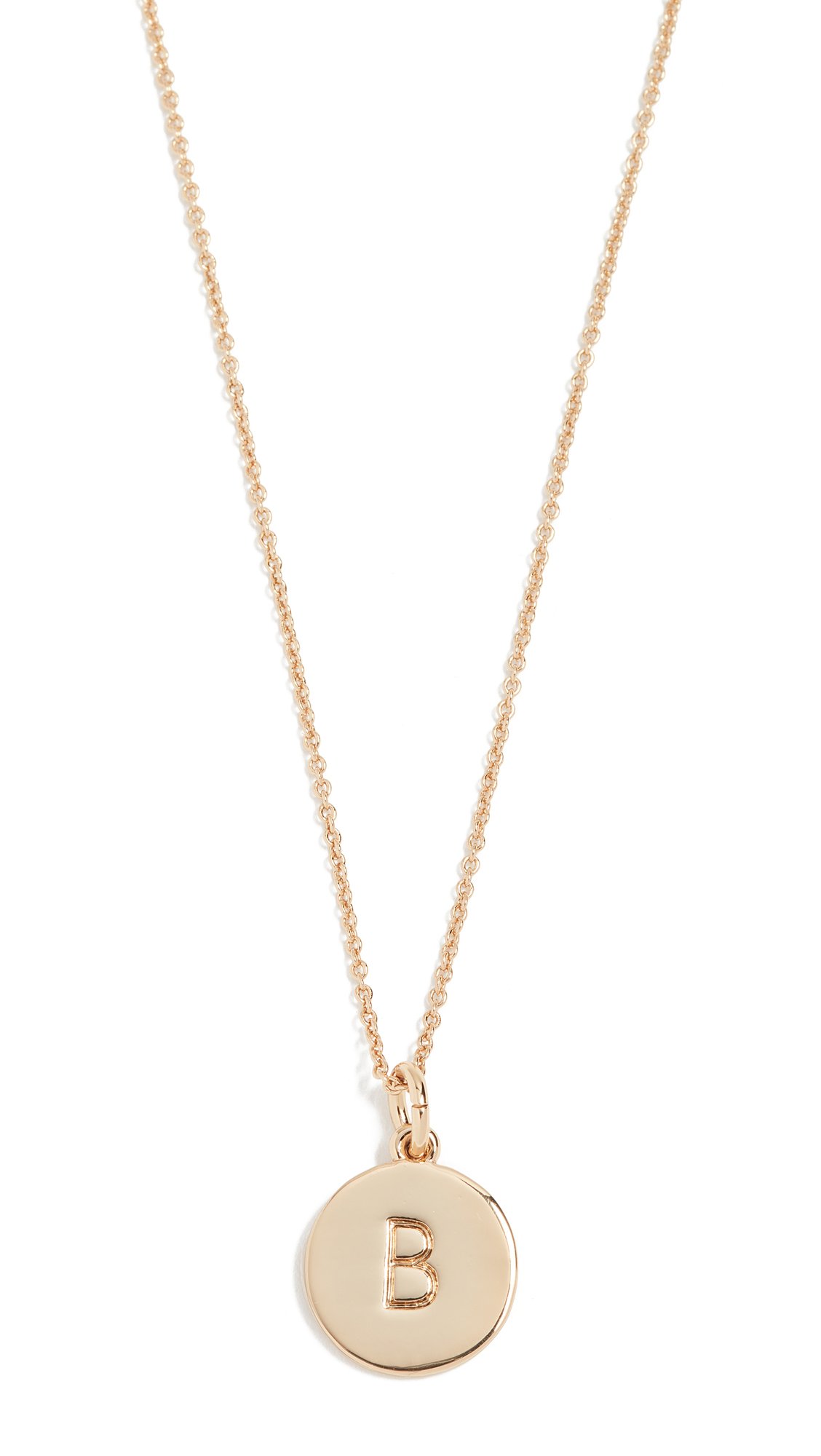 kate spade new york "Kate Spade Pendants" "E" Brass Pendant Necklace, 17" + 3.5" Extender