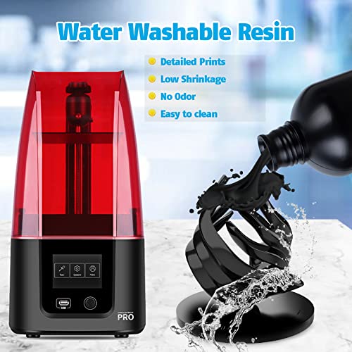 Water Washable 3D Printer Resin - 405nm Water Wash Resin, Low Odor LCD UV Curing 3D Printing Resin β Easy to Clean Photopolymer Resin for SLA 3D Printer (Black, 1KG)