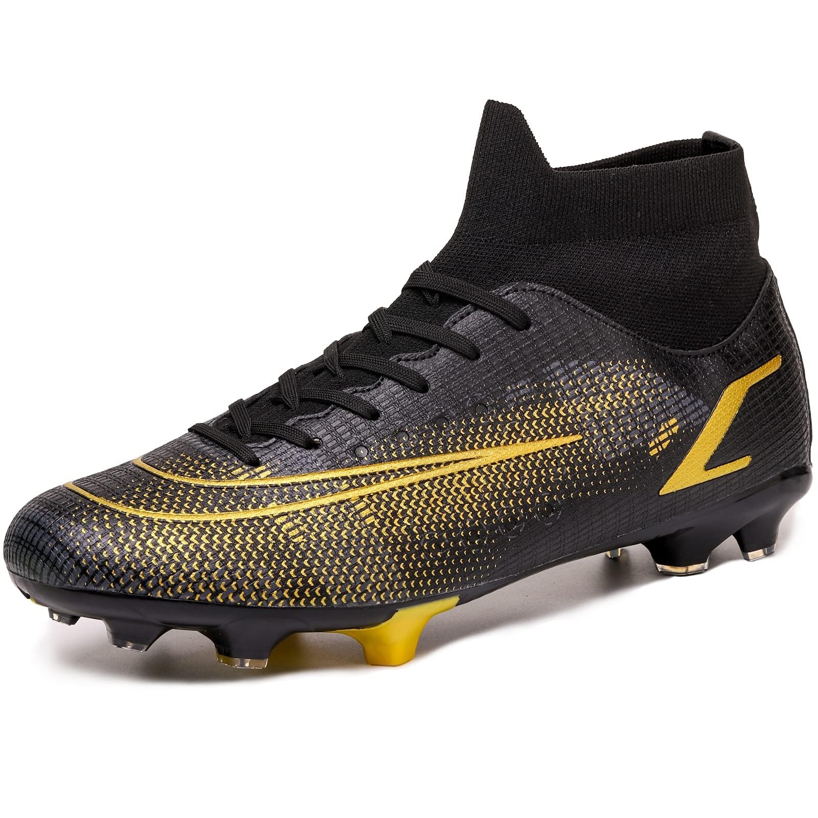 Patomio Eagle Mens Football Cleats Soccer Shoes Breathable Lightweight Durable Non-Slip Training Sneakers Black