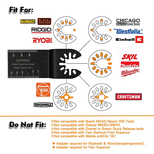 SupKing 24Pcs Metal Wood Oscillating Saw Blades Multi Tool Universal Quick Release Blades Compatible with Dewalt Milwaukee Porter Cable RIDGID Ryobi Makita Rockwell Chicago Black&Decker Craftsman