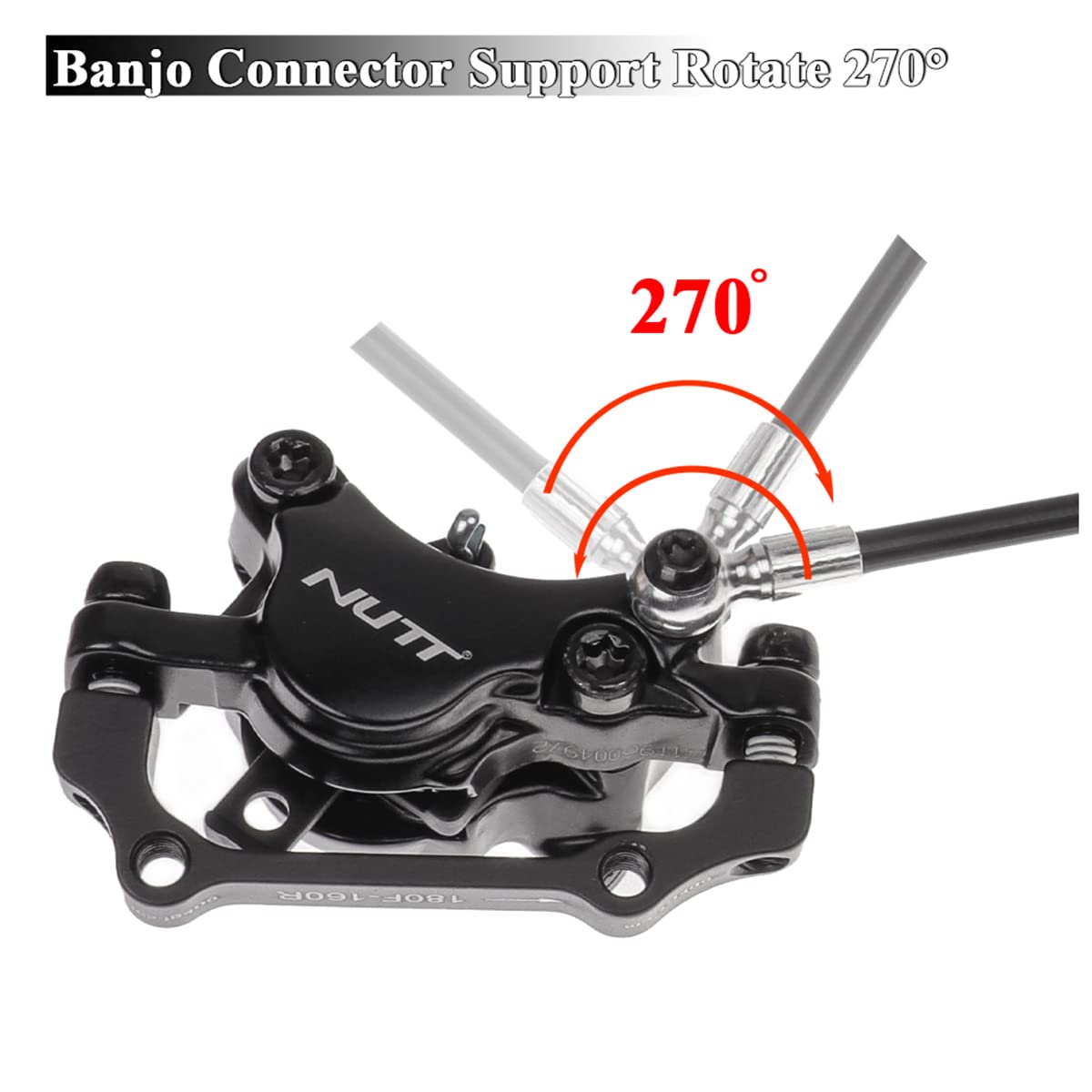 RUIZD EBike Hydraulic Brakes 2-Pistons Power-Off Hydraulic Disc Brake Caliper Lever with 2Pcs 160mm Rotor for Ebike(Included Mounting Adapter)…