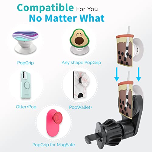 UMount Magnetic Car Socket Mount Works with PopSockets for AC Vent Clip, Mount for Pop Mount, Car Phone Holder for Pop Grip, 360 Rotation Ultra Stability