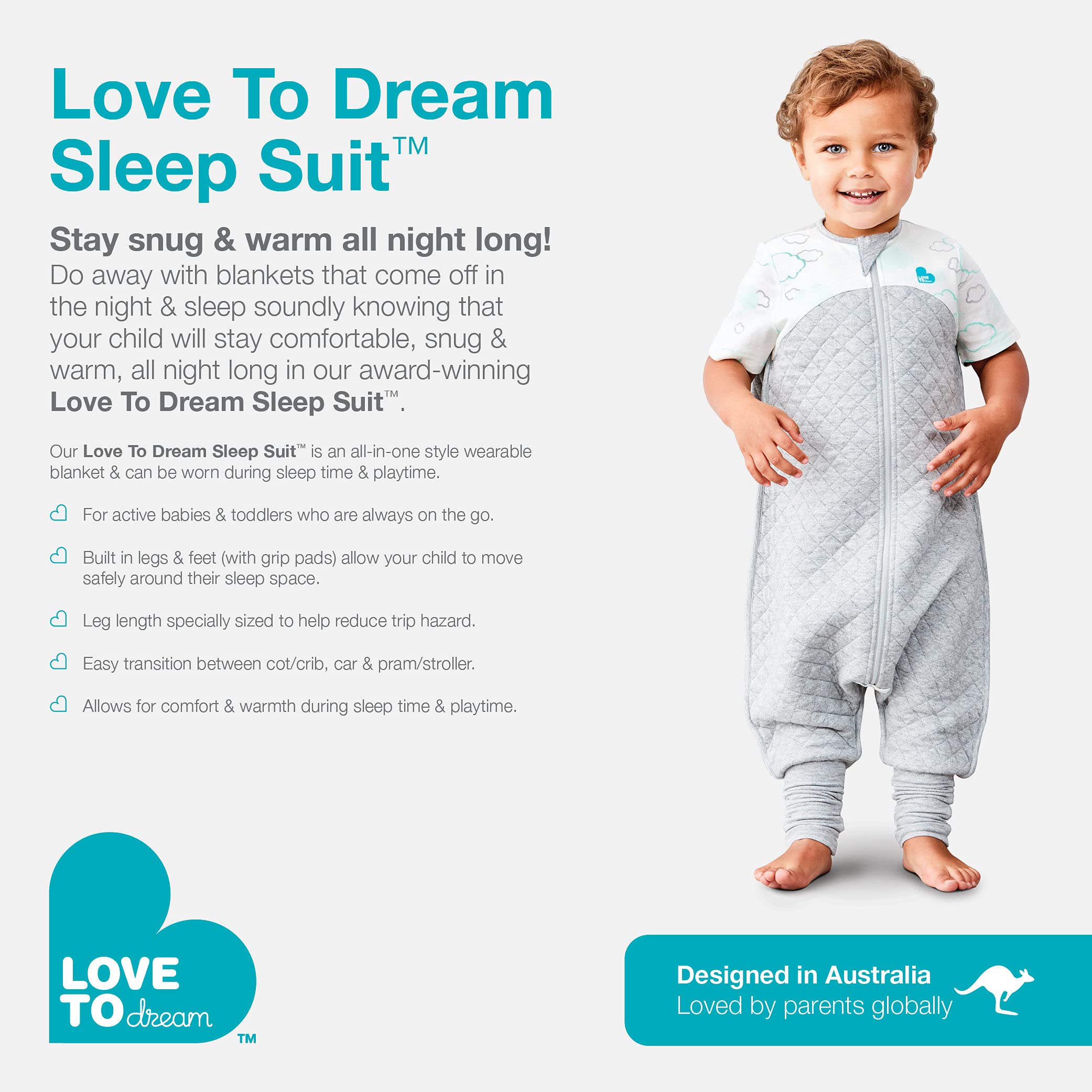 Love To Dream Sleep Suit 0.2 TOG, Gray Dots, 12-24 Months, 100% Cotton Nuzzlin Fabric Ideal for Warmer Temperatures, Eliminates Need for Loose Blankets