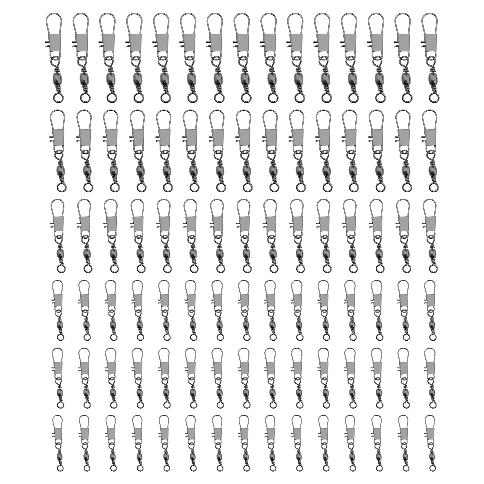 Micro Traders 90PCS Fishing Rolling Swivels with Safety Snaps Quick Change Interlock Barrel Swivels High Strength Tackle for Saltwater Freshwater Size 3# 4# 5# 8# 9# 10#
