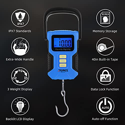 RUNCL Waterproof Fishing Scale with Lip Gripper + RUNCL 4 Packs Fishing Tackle Box