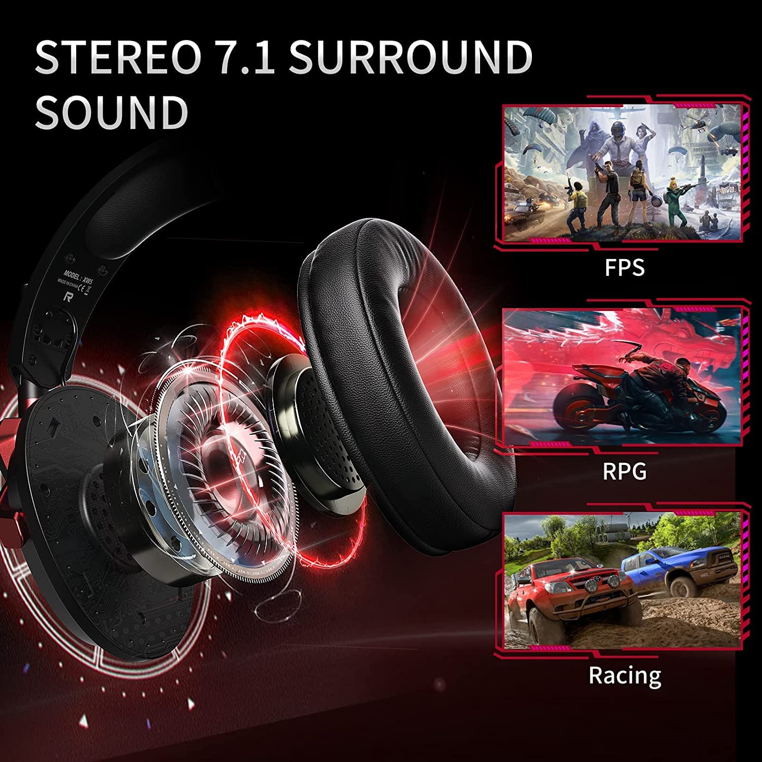 Tatybo 7.1 Gaming Headset for PC PS4 PS5 Xbox One Switch, USB & 3.5mm PC Headset with Noise Cancelling Mic- Camo Blue