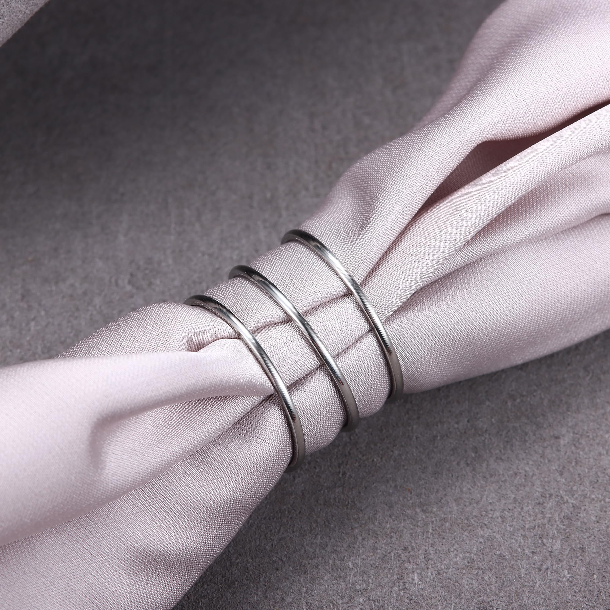 LOYALLOOK 3pcs 1mm Stainless Steel Women's Plain Band Knuckle Stacking Midi Rings Comfort Fit Silver Tone Size 9