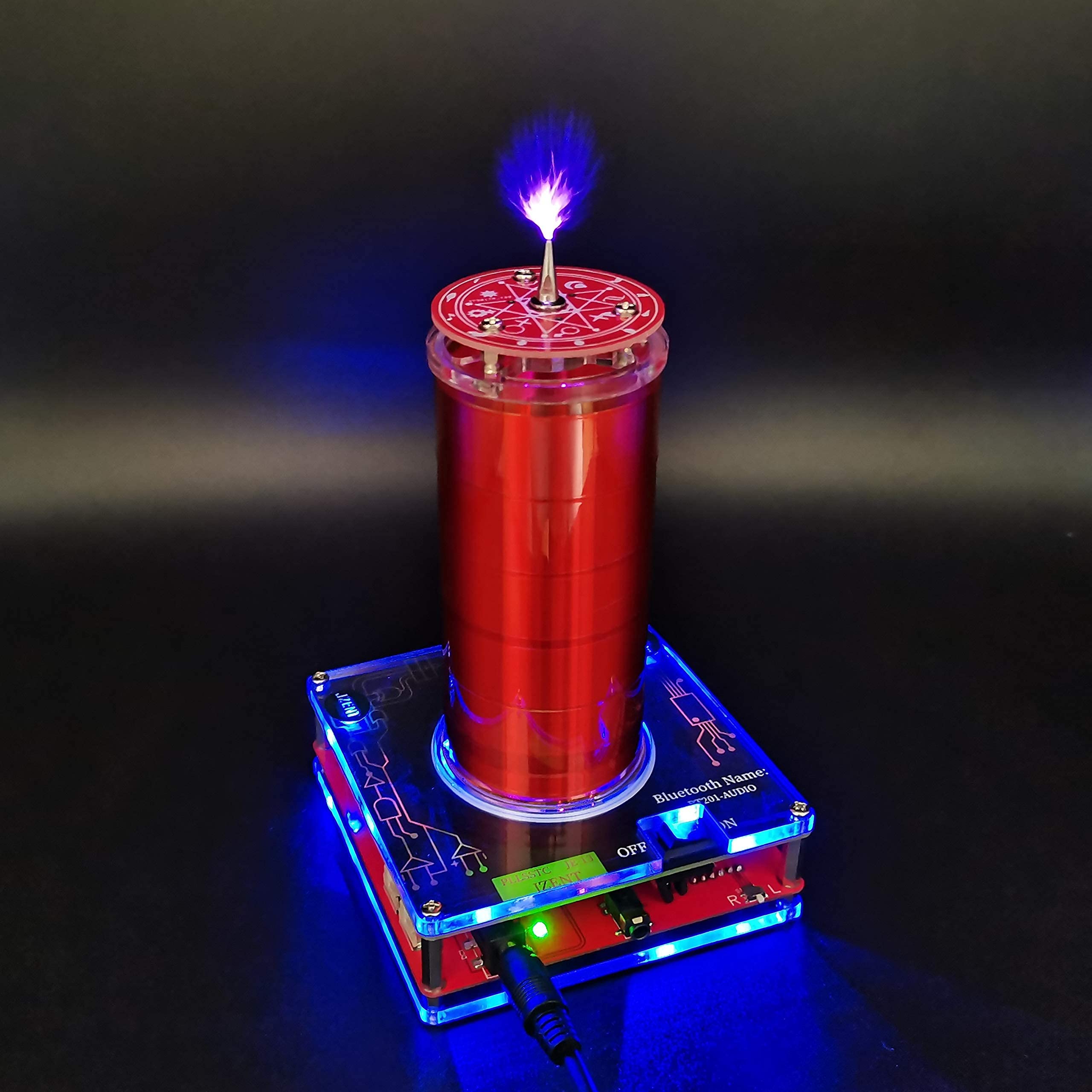 JZENT Bluetooth Music Tesla Coil PLLSSTC Desktop Toy Plasma Loudspeaker Arc Generator Wireless Transmission Teaching Demonstration Experiment Model JE-13