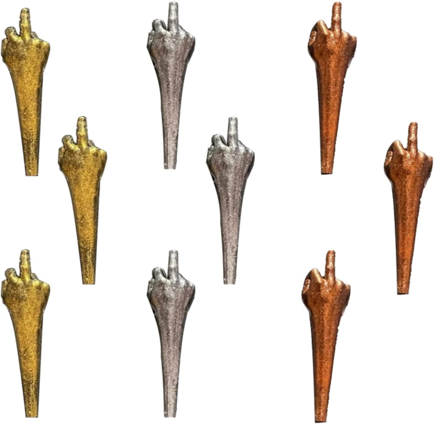 TAYASH Middle Finger Cribbage Pegs, 9 Pcs Resin Board Game Pegs in 3 Colors - Copper, Gold, Silver