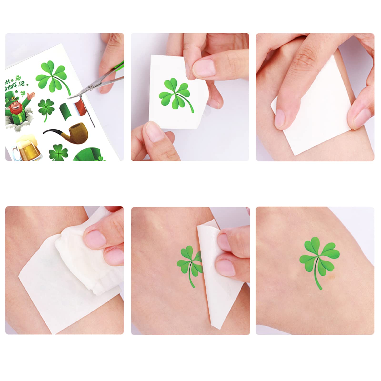 St Patricks Day Tattoos, 200 Pcs Shamrocks Temporary Tattoo, St. Patrick's Day Temporary Tattoos Shamrocks, St Patricks Day Decorations Party Favors