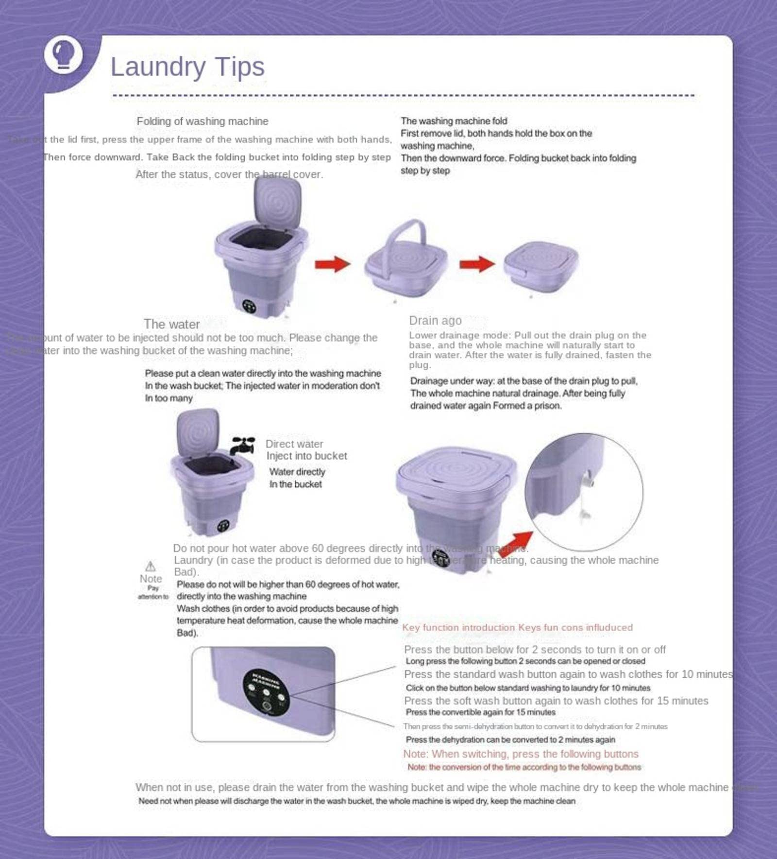Little Washing Machine,Folding Washing Machine Mini Portable Household Fully Automatic Washing And Stripping Integrated Cleaning Machine