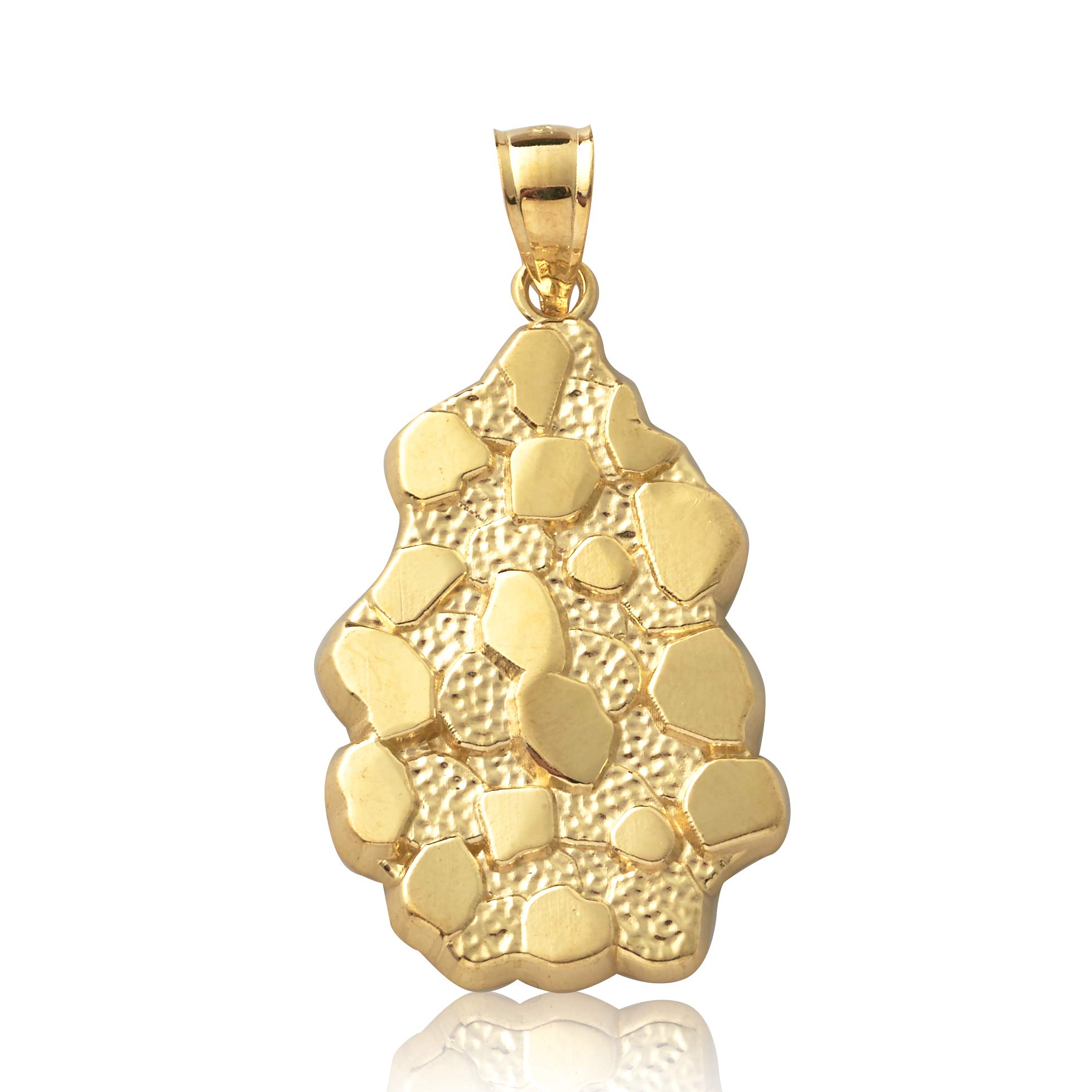 LoveBling 10K Yellow Gold Nugget Charm Pendant (1.60" x 0.77")