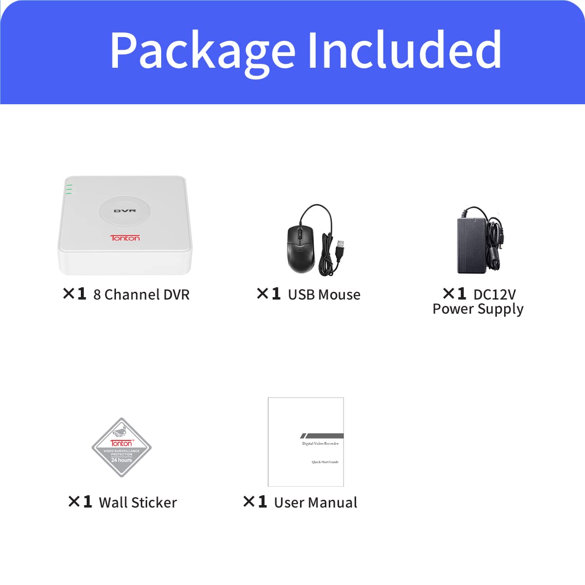 Tonton 5MP Lite H.265 Wired Security Camera System up to 10CH,5 in 1 Hybrid CCTV DVR Recorder for Security Cameras,Easy Remote Access,Smart Motion Detection, APP&Email Push(NO HDD)