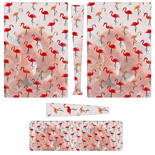 Red Flamingos Full Protective Skin Cover Design Wrap Decal Sticker Compatible with PS5 Digital Edition Console and Controller
