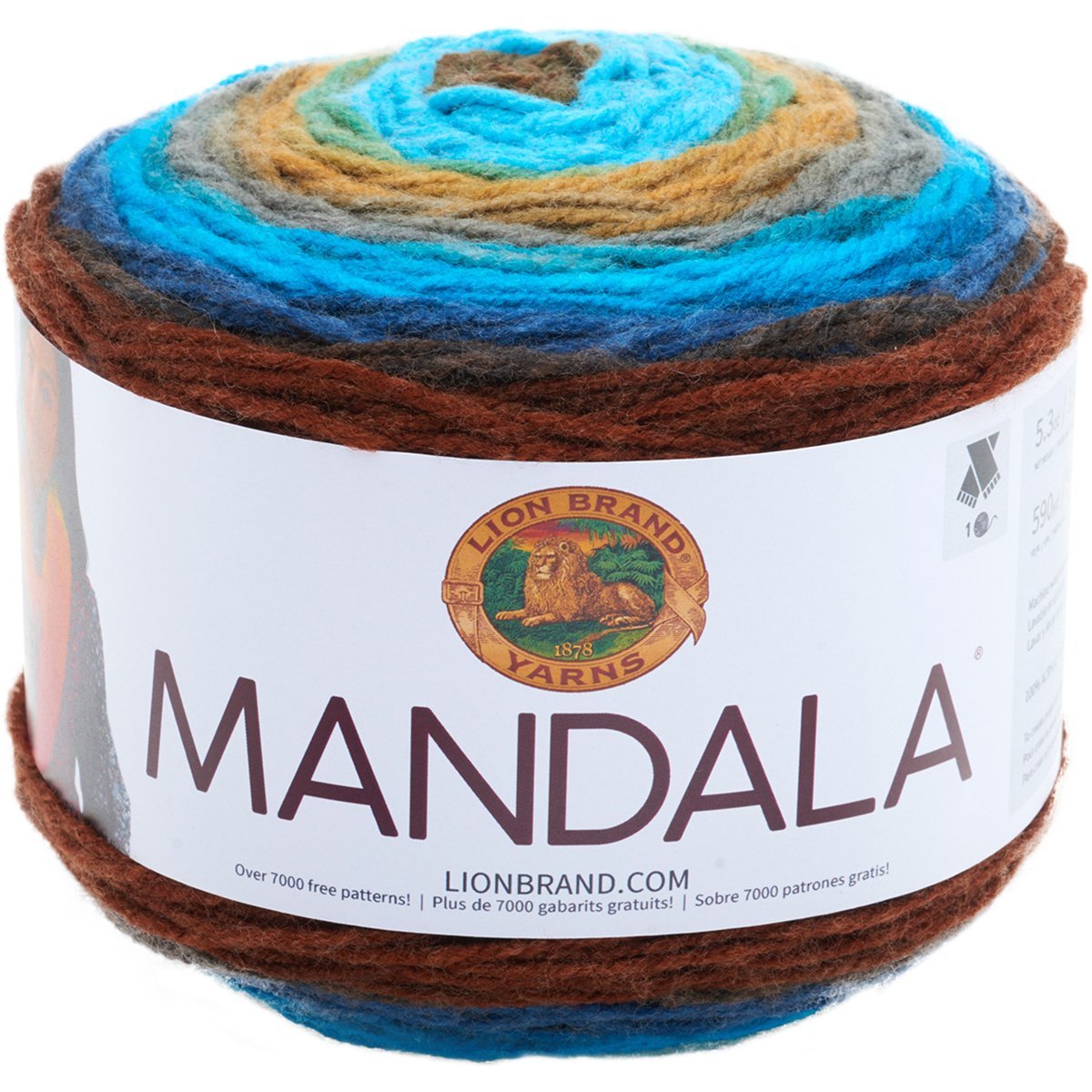 Lion Brand Mandala Yarn - 6 Pack with Pattern Cards in Color (Sphinx)