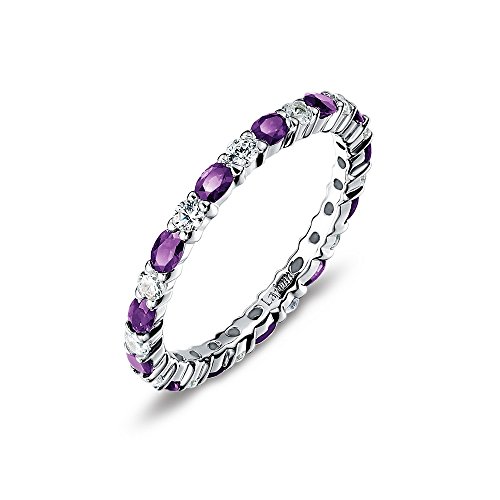 Lafonn Birthstone Sterling Silver Platinum Plated Lassire FEBRUARY Ring (2.34 CTTW)
