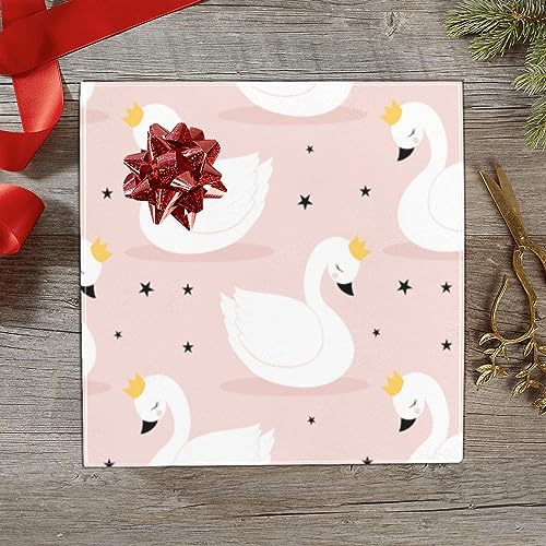 Veundei 3 Pack Gift Wrapping Paper Bundle Beautiful Swan Princess Wrapping Paper Roll Packing Paper Gift Wrap for Birthdays, Weddings, Party, Holiday, Baby Shower, 58 x22.8 Inch (9.18.sq.ft) per Roll