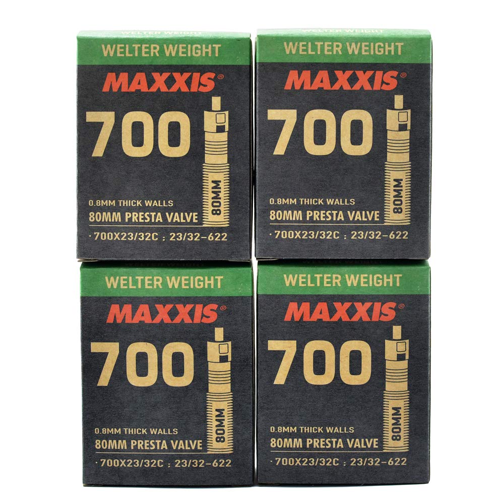 Maxxis Welter Weight 700x23-32C 80mm Bike Inner Tube Presta FV, 4 Pack, STB2214-4
