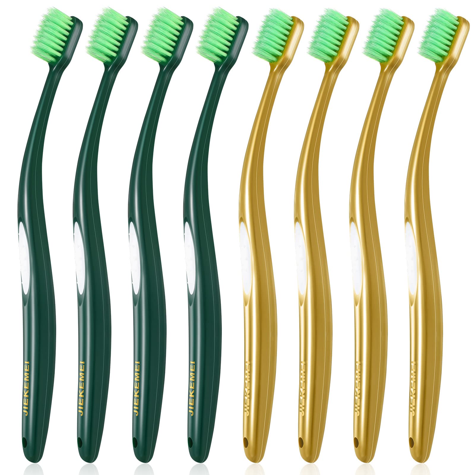 Yinkin Curved Soft Toothbrush Curve Handle Toothbrushes Portable Toothbrushes for Adult Lightweight Travel Toothbrush for Deep Cleaning, 8 Pack (2 Colors), Individually Packaged