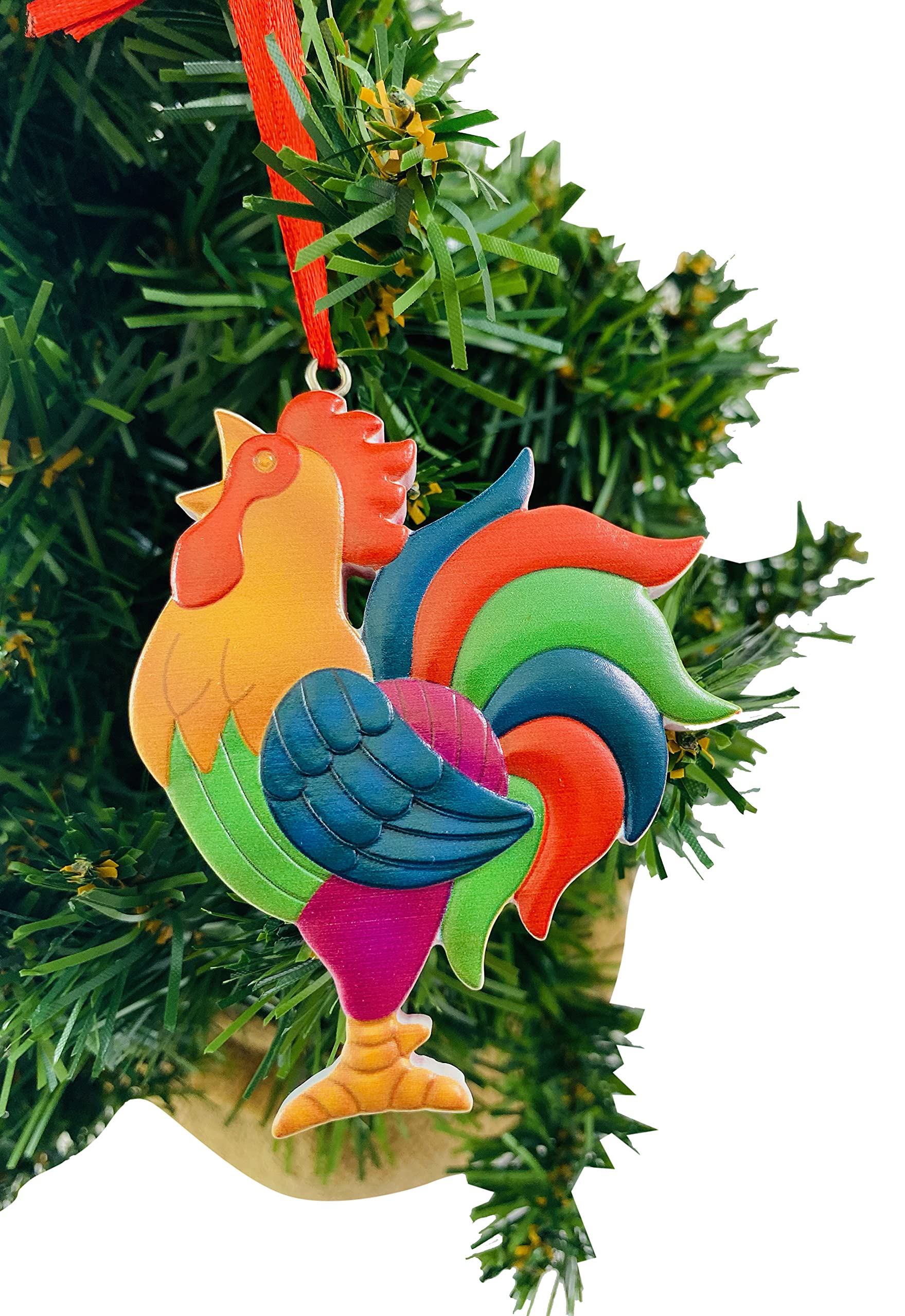 Legend of The Rooster Ornament Set Hanging Christmas Tree Decoration with Story Card Pack