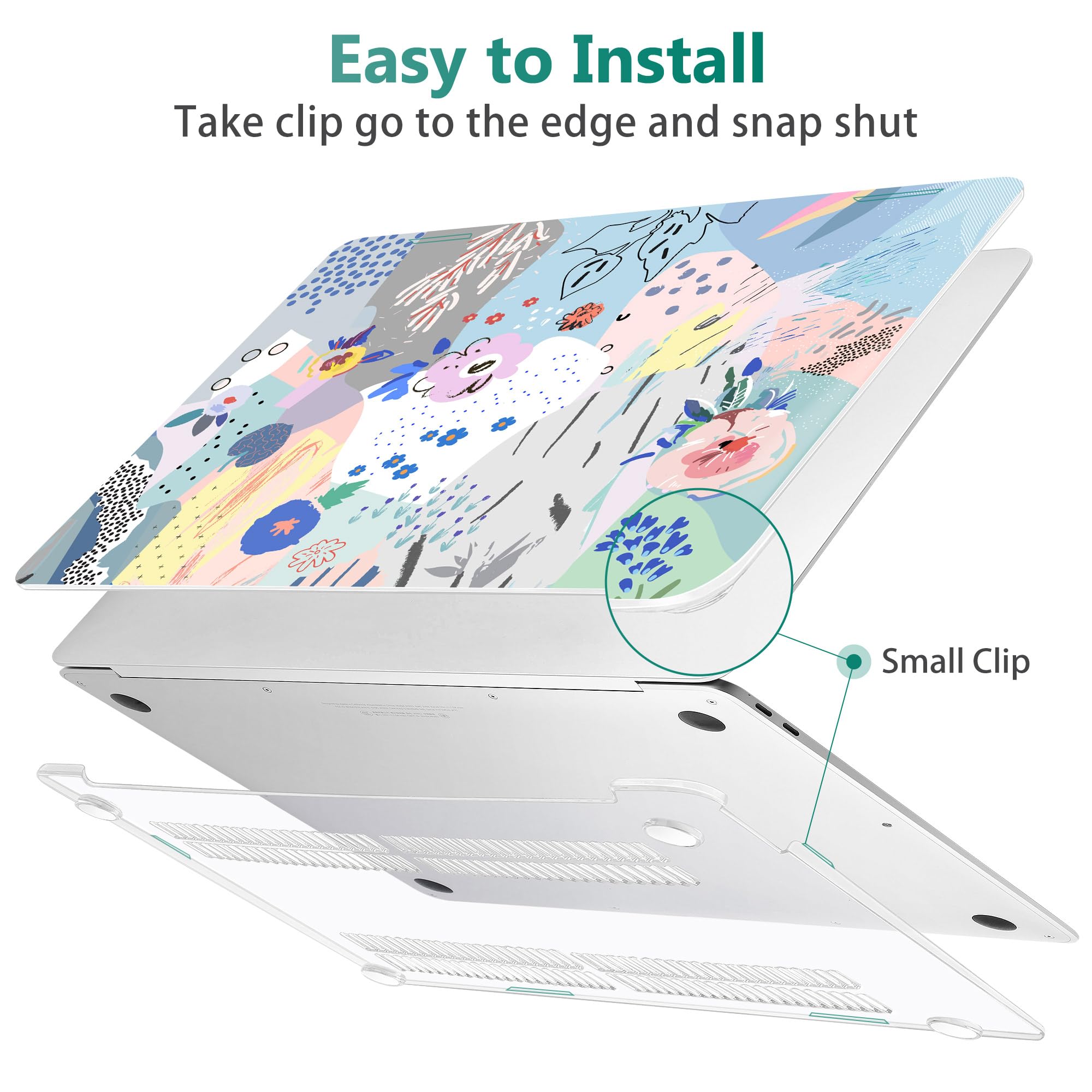 May Chen Compatible with New MacBook Air 13 inch Case 2021, 2020 2019 2018 Release Model: M1 A2337 A2179 A1932, Plastic Hard Shell Case Cover for Mabook Air 13 with Retina Dispaly, Artistic Floral
