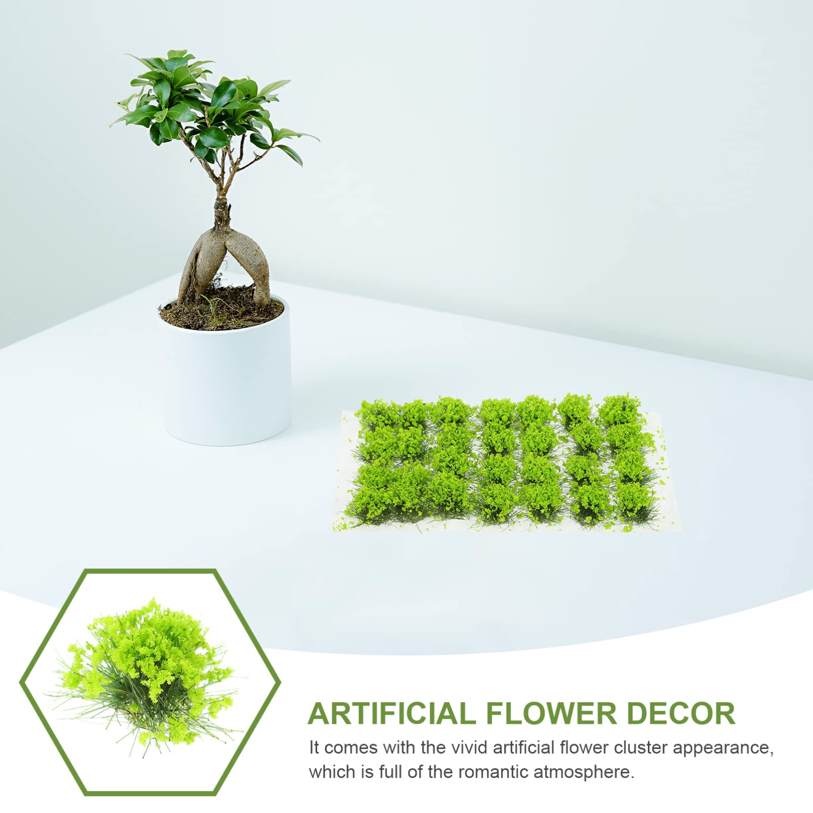 STOBOK 1 Box Flower Cluster Model Mini Doll House Mini Flower Cluster Grass Decoration for Home Self Adhesive Vegetation Groups Mini Trains Grass Terrain Resin Accessories Miniature