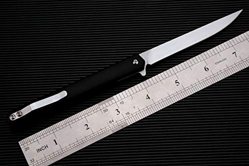 Samior GA035 Small Slim Folding Pocket Flipper Knife, 3.5 inches 5CR13 Drop Point Blade, ABS Handle With Liner lock Pocket Clip, Gentleman's EDC Knives 1.3oz, Black