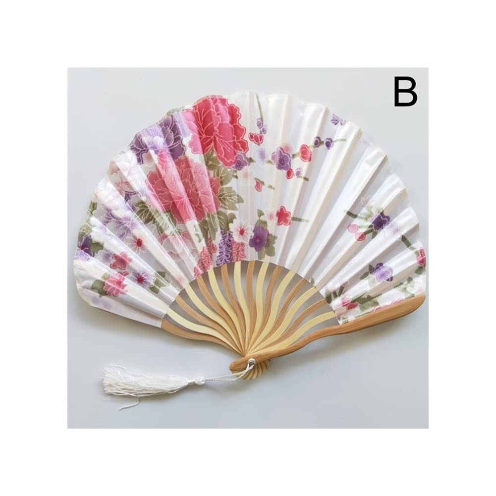 PBLCYUT Chinese Style Hand Held Fans Personalized Pattern Silk Bamboo Folding Fans Handheld Wedding Hand Fan Cool Bamboo Flower Fan (Color : Grey)