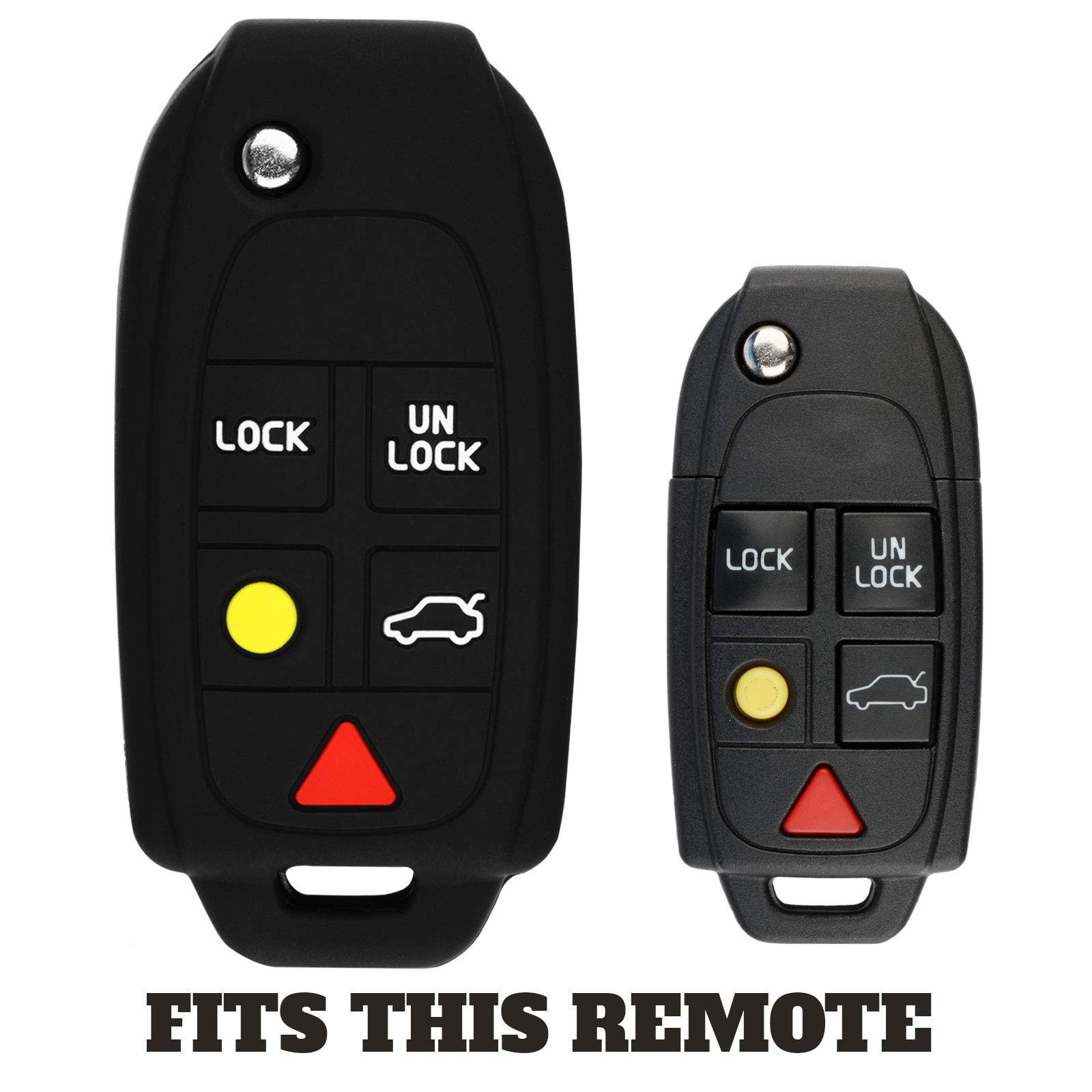 KeyGuardz Keyless Remote Car Flip Key Fob Shell Cover Soft Rubber Case for Volvo S60 S80 XC70 XC90 V70 LQNP2T-APU
