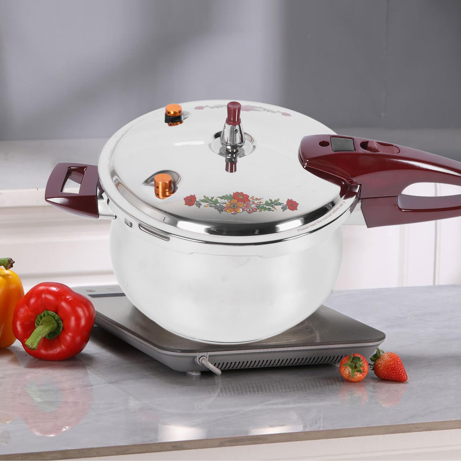 Stainless Steel Pressure Cooker 80KPA, Cookware Pressure Canner Rice Cooker with Safety Valve Devices, Compatible with Gas & Induction Cooker (9L)
