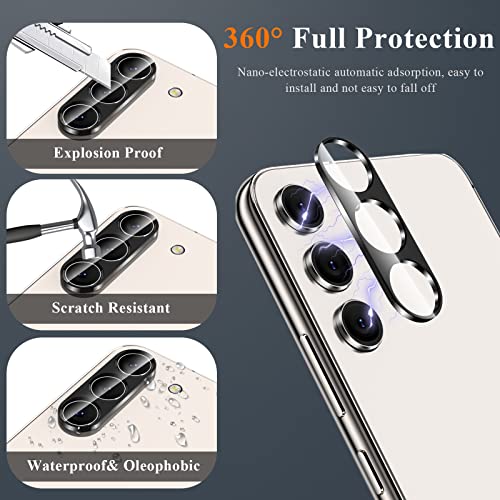 YMHML 2 Pack for Samsung Galaxy S23 Privacy Screen Protector Upgrade Fingerprint Unlock Compatible Tempered Glass + 2 Pack Camera Lens Protector, Anti Spy Case Friendly Privacy Screen for Galaxy S23