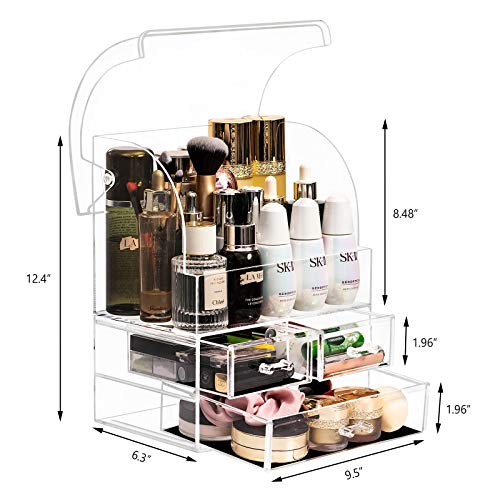 Mayyol Acrylic Makeup Organizer and Storage, Professional Skin Care Organizer Cosmetics Display Cases with Drawers, Dust Water Proof Makeup Storage for Vanity